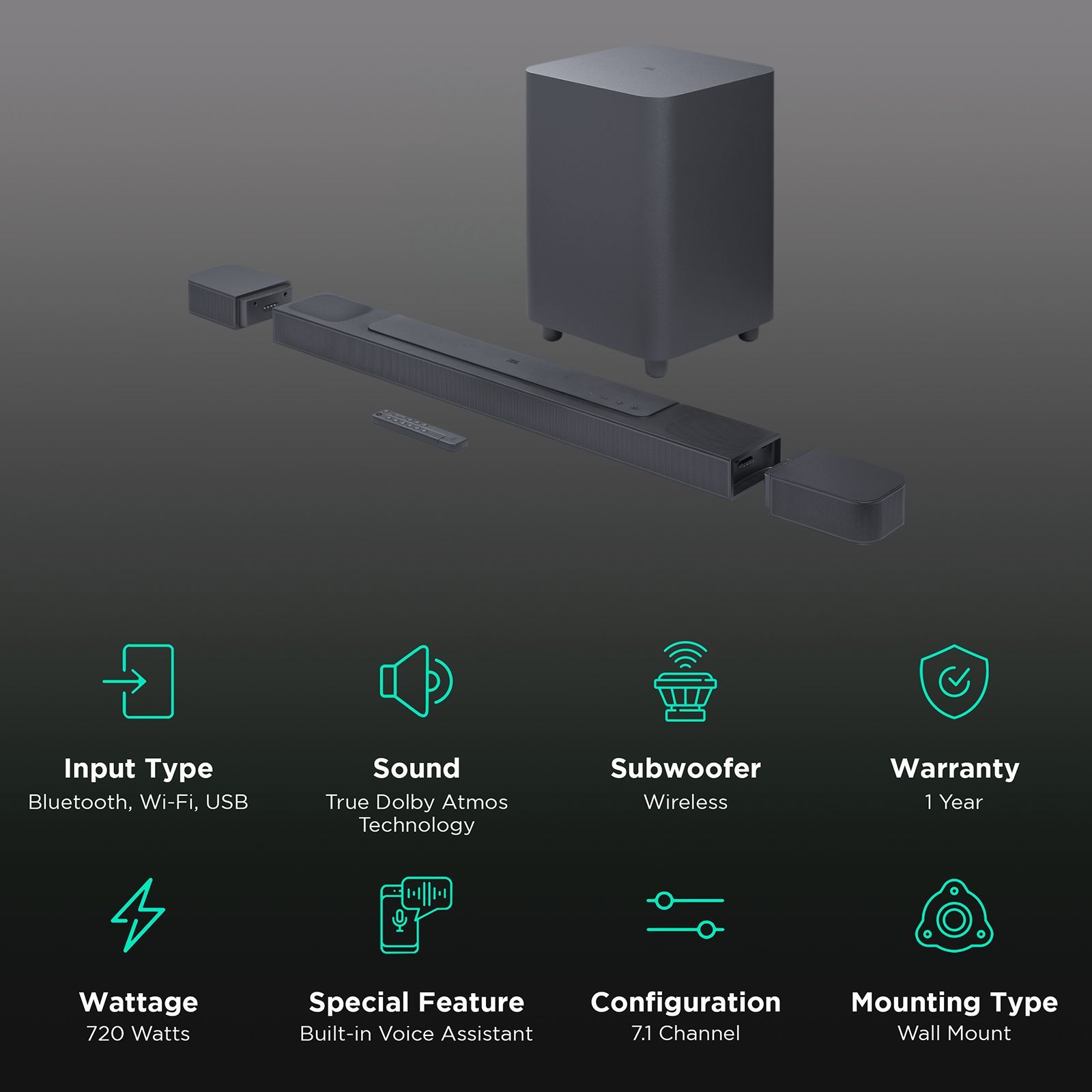 Buy JBL Bar 800 Pro 720W Bluetooth Soundbar with Remote (Dolby Atmos, 5.1.2 Channel, Black ...